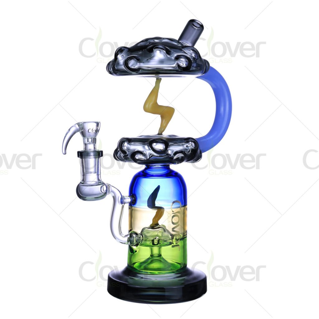 11.4-Inch Cloud-Themed Glass Recycler Bong with Lightning Design - 14mm ...