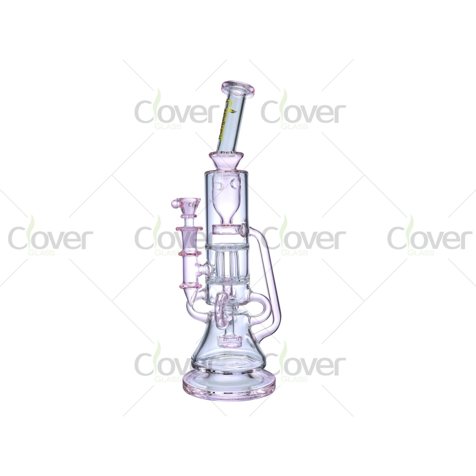 14mm Female Joint Glass Water Pipe – 12.6" Height with Unique Recycler ...