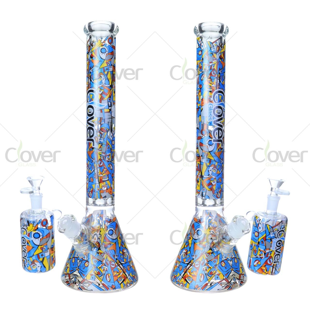 17.7" Graffiti Art Beaker Bong – 9mm Thick Glass Water Pipe with ...